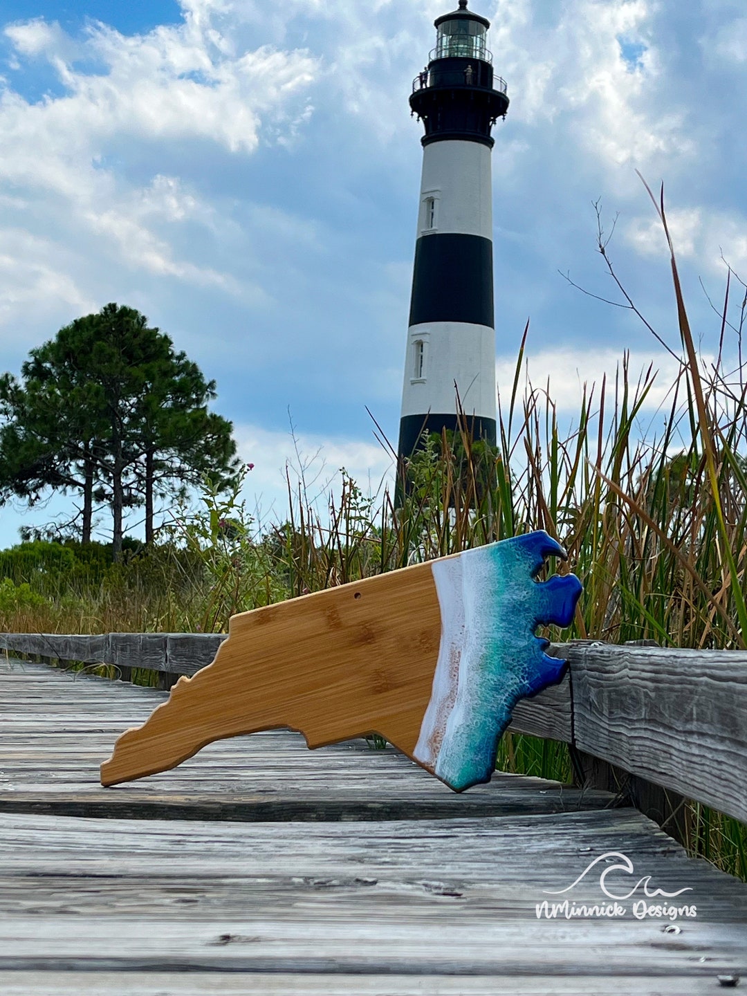 North Carolina, Beach Resin, Bamboo Serving Board, Ocean Resin Art ...