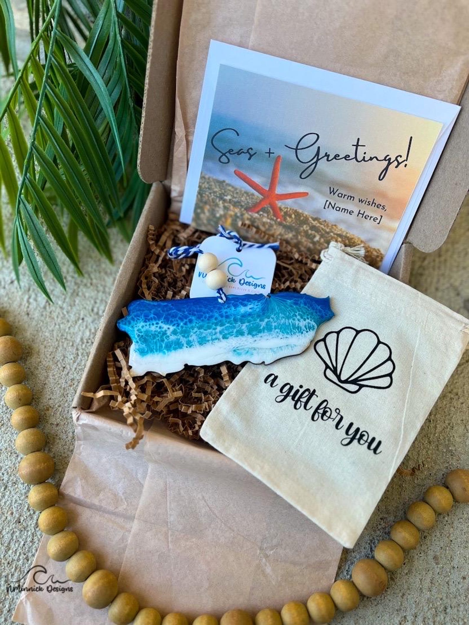 Puerto Rico Ocean Resin Ornament Gift Box With Muslin Bag and ...