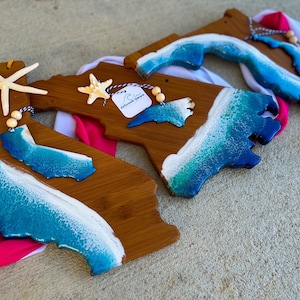 North Carolina, Beach Resin, Bamboo Serving Board, Ocean Resin Art ...