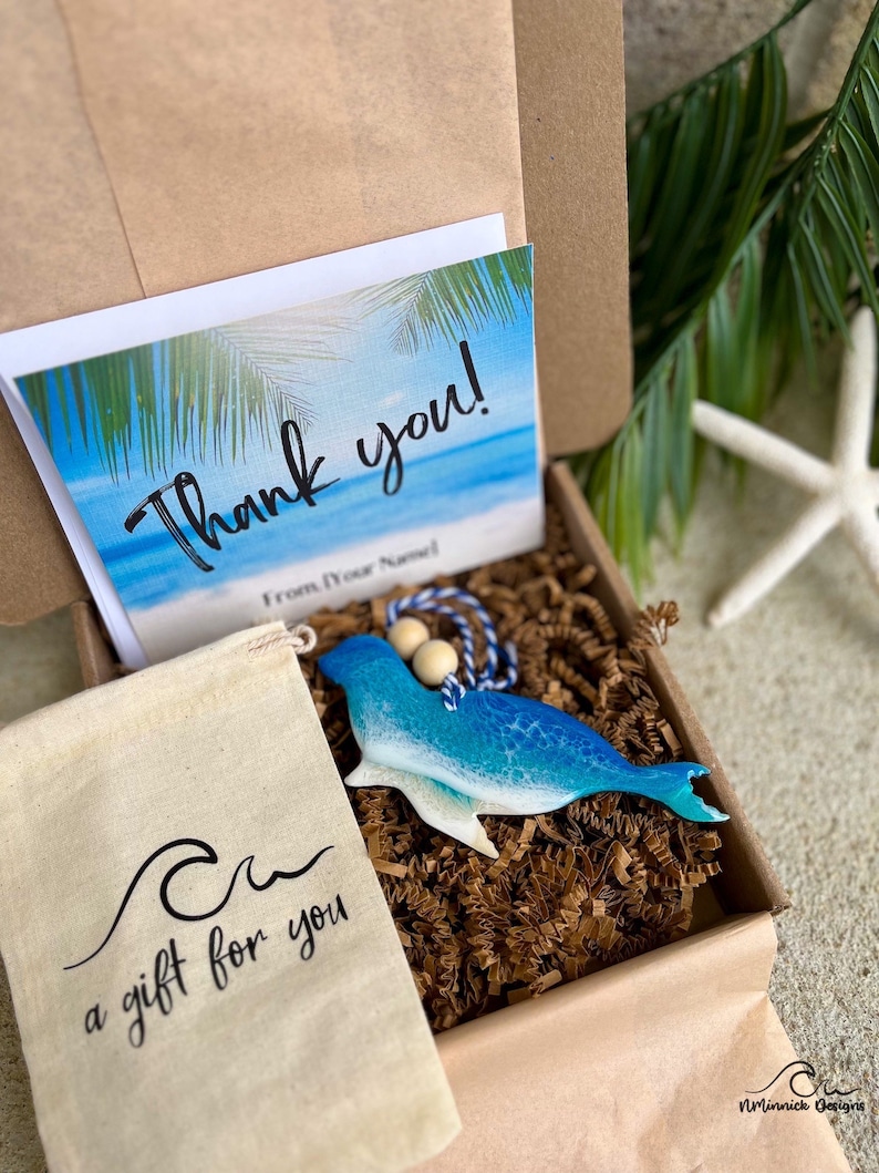 Seal Ocean Resin Ornament Gift Box With Gift Bag and Custom Card, Sea ...