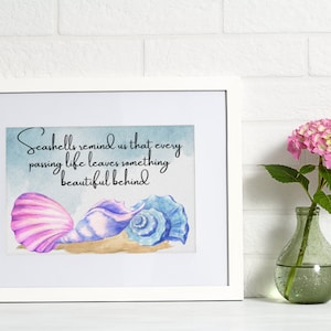 Seashells Remind Us Poem Print, in Memory Of, Seashell Wall Art Print ...