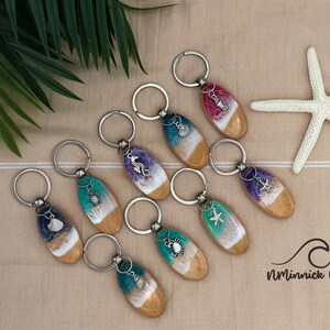 Resin Keychain, Ocean Resin Art, Beach Keychain, Wood Keychain, Custom ...
