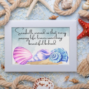Seashells Remind Us Poem Print, in Memory Of, Seashell Wall Art Print ...