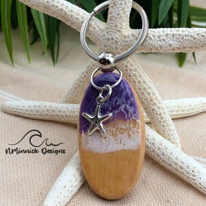 Resin Keychain, Ocean Resin Art, Beach Keychain, Wood Keychain, Custom ...