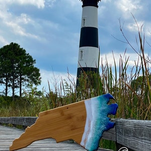 North Carolina, Beach Resin, Bamboo Serving Board, Ocean Resin Art ...