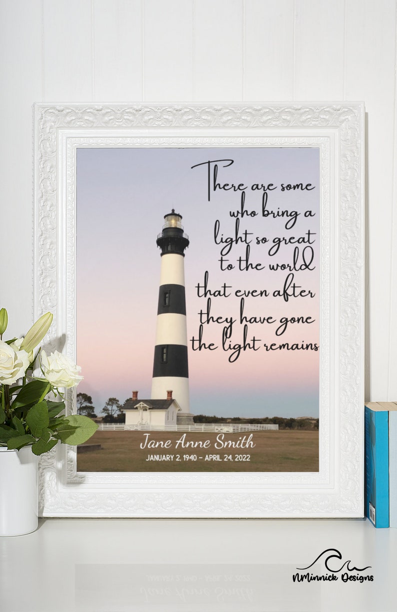 Lighthouse Memorial Print, Personalized Sympathy Gift, Condolence Gift ...