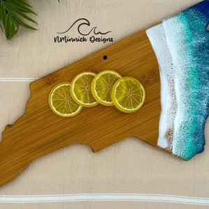 North Carolina Beach Resin Bamboo Serving Board Ocean Resin - Etsy