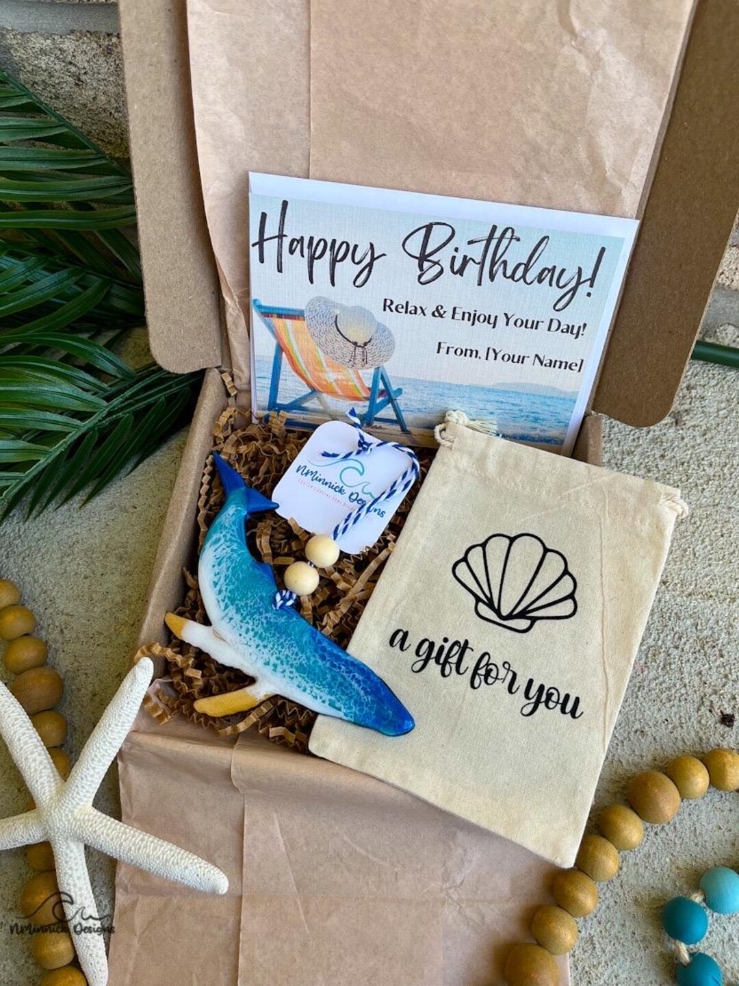 Humpback Whale Ocean Ornament Gift Box With Muslin Gift Bag and Custom ...