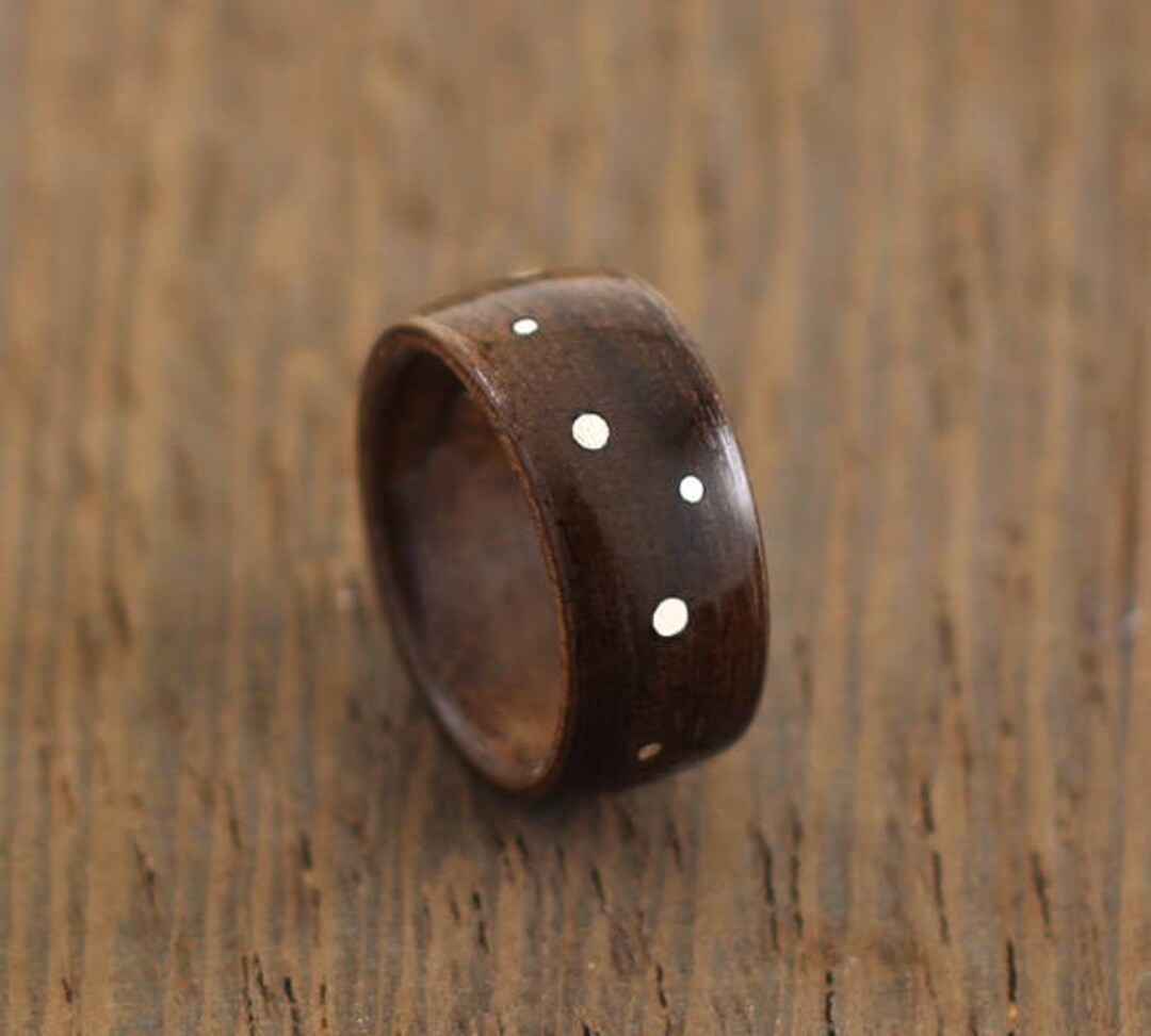 Silver and Wood Ring, Wooden Wedding Ring, Walnut Wood Ring, Handmade ...