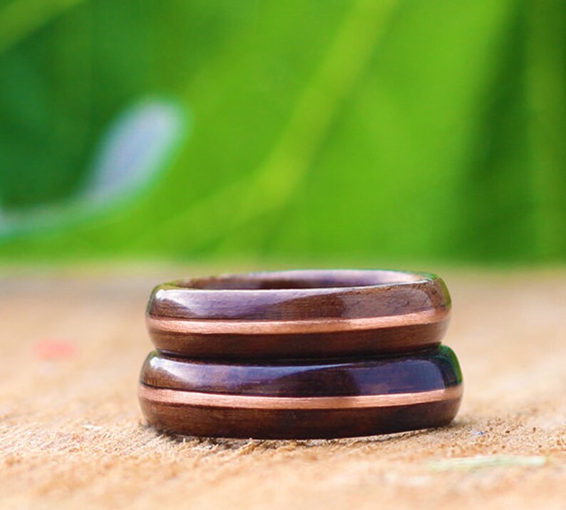 Wooden Ring Handmade From Walnut Wood and Copper Copper Wood | Etsy