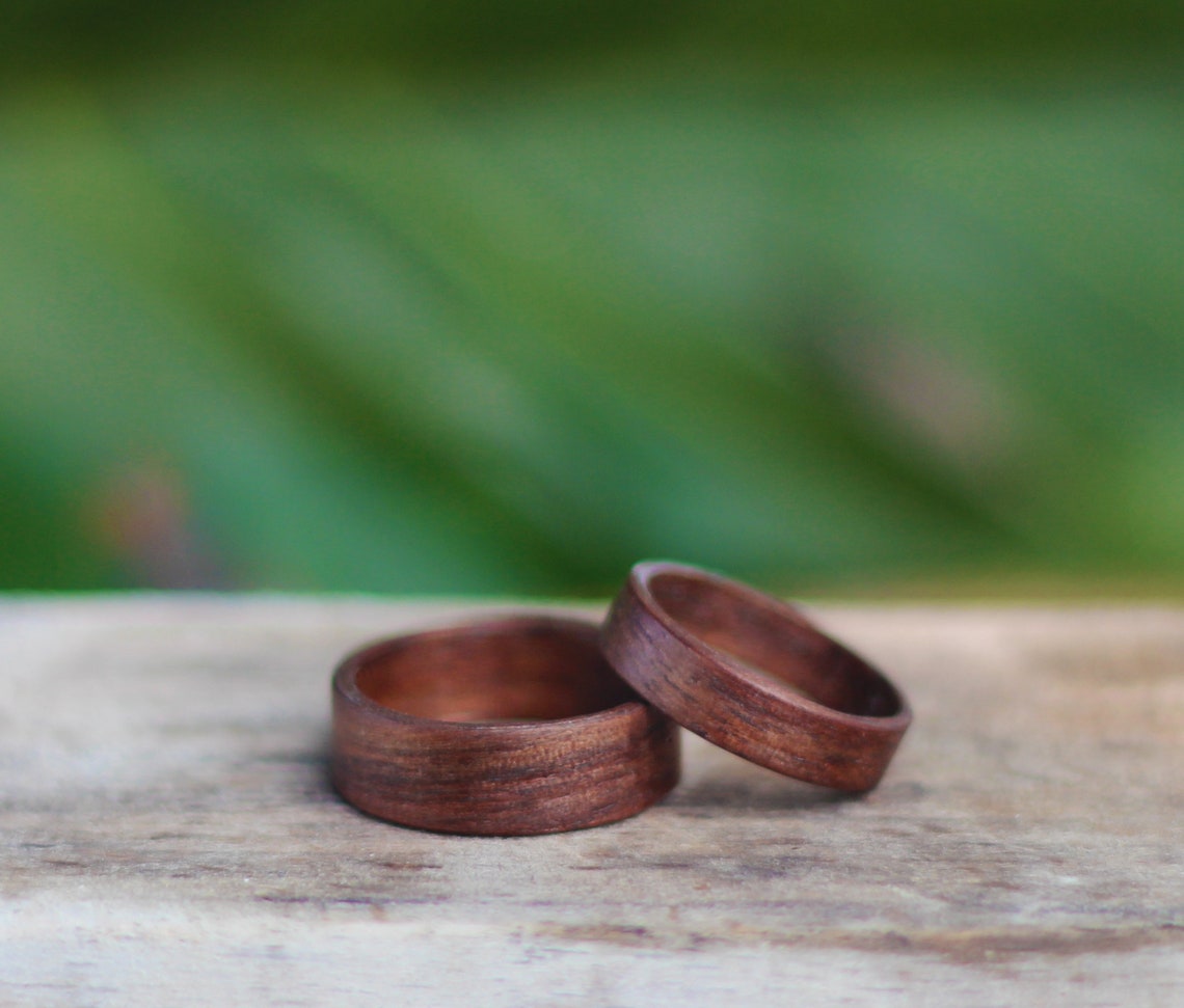 Walnut Wood Ring, Wooden Wedding Band - Etsy