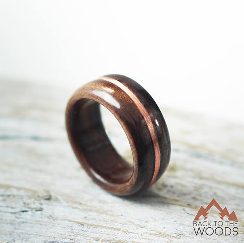 Wooden Ring Handmade From Walnut Wood and Copper Copper Wood - Etsy