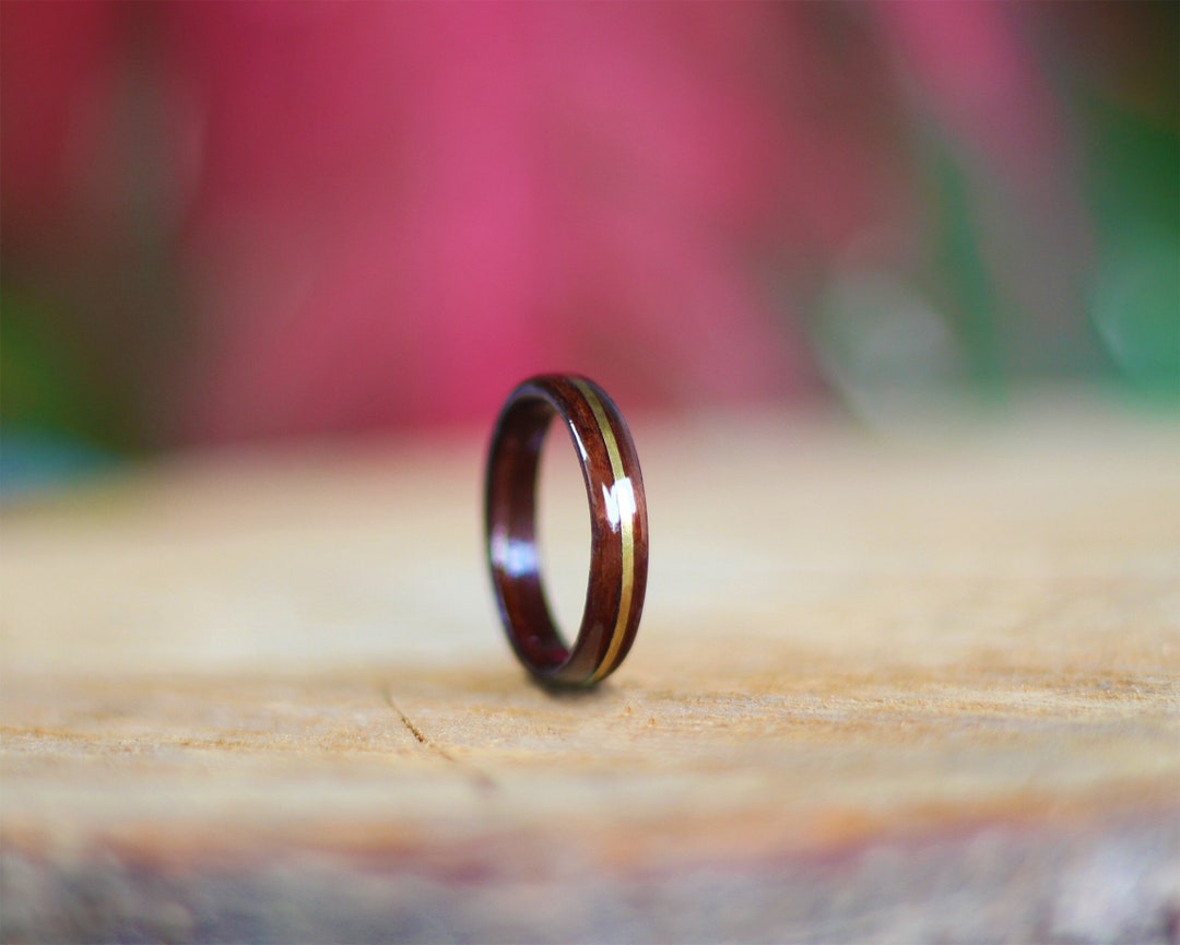 Brass and Wood Ring, Wooden Wedding Ring, Walnut Wood Ring, Handmade ...