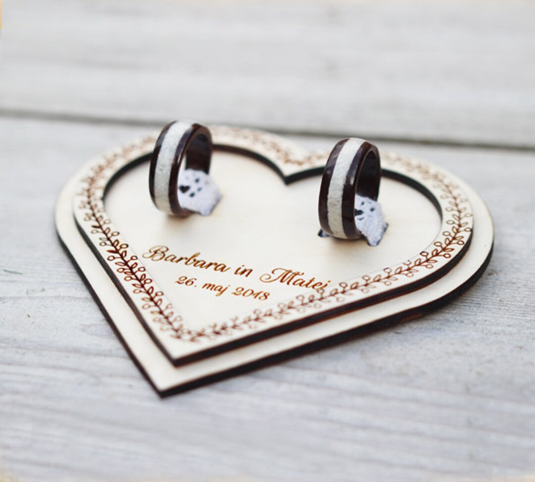 Custom Personalized Engraved Wedding Ring Tray, Unique Wooden Ring ...