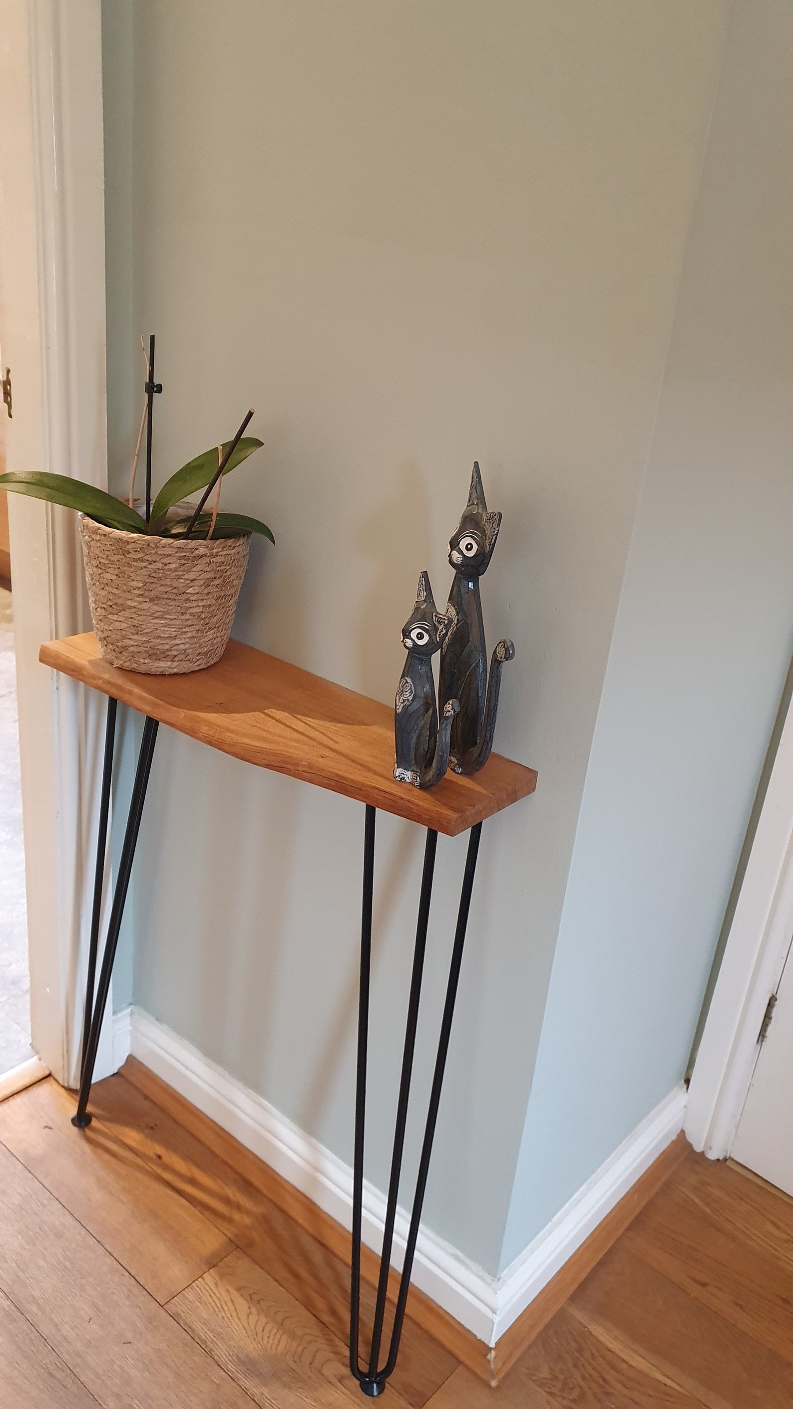 Side Console Table/radiator Table/sofa Table With Solid Live Edge Top ...