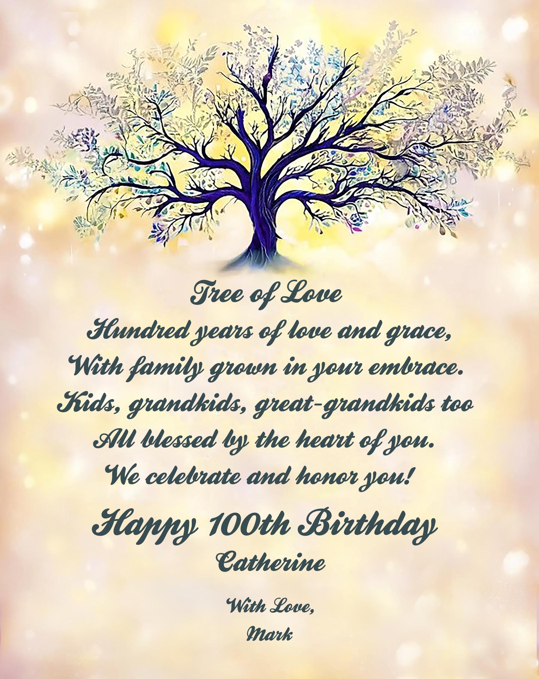 100th Birthday Poem, Personalized Gift for a 100-year-old Great ...