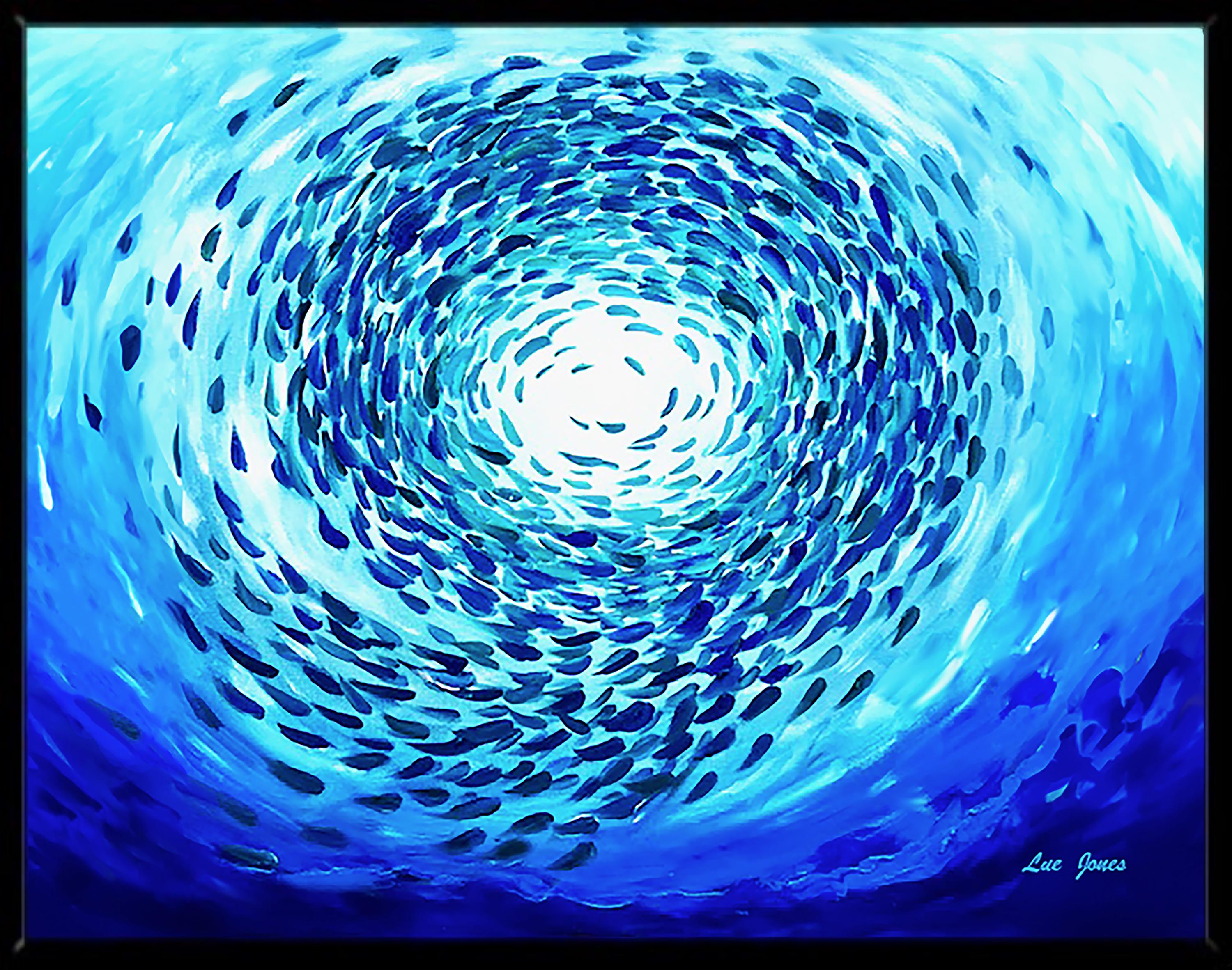 School of Fish Original Oil Painting READY to HANG, Blue Underwater ...
