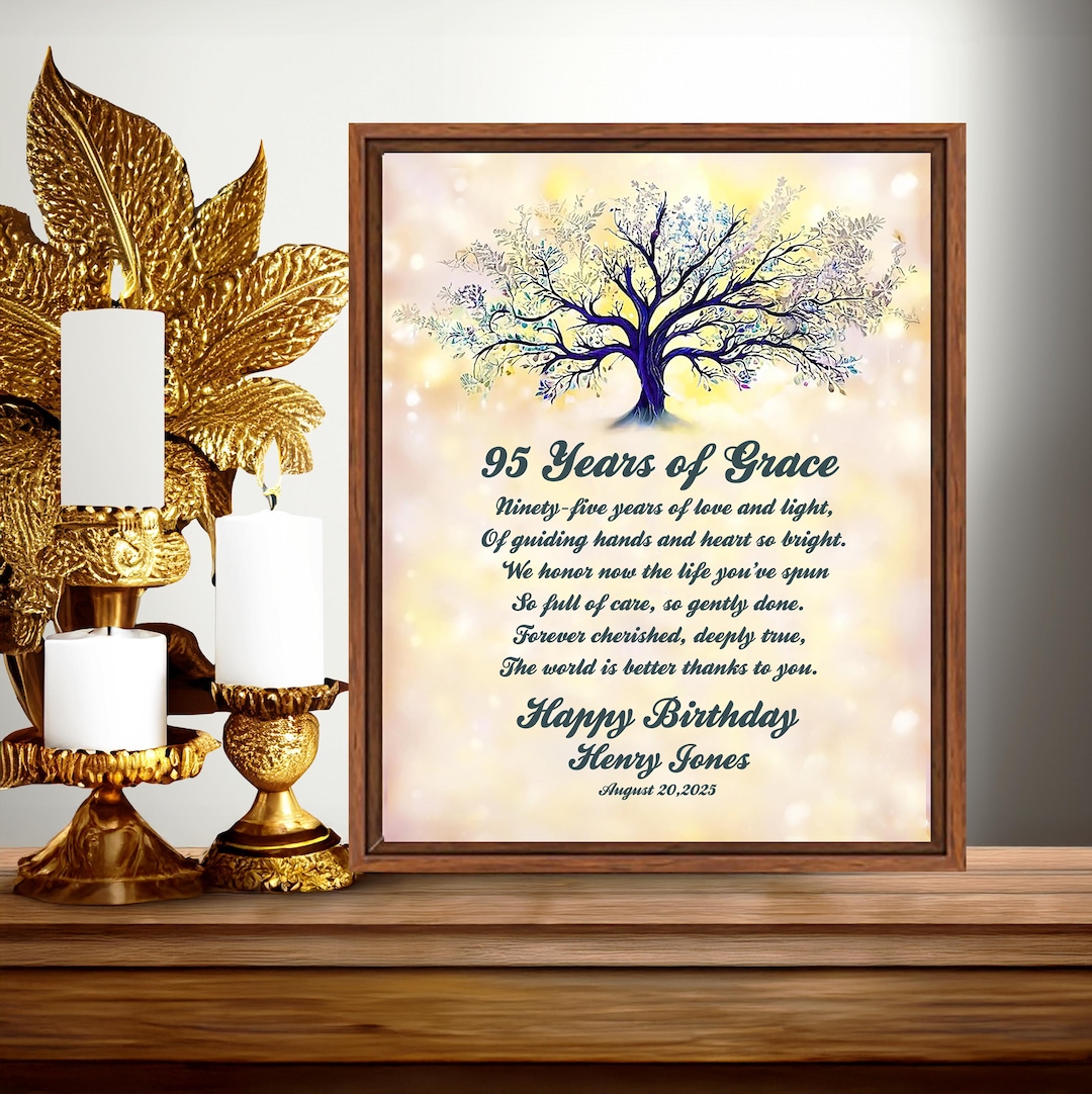 95th Birthday Personalized Poem on Canvas for a 95-year-old Man or ...