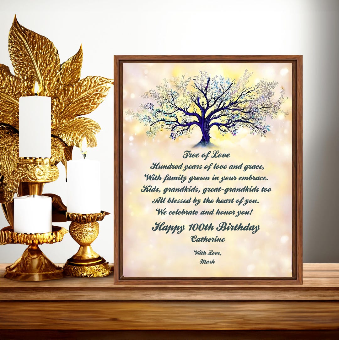 100th Birthday Poem, Personalized Gift for a 100-year-old Great ...