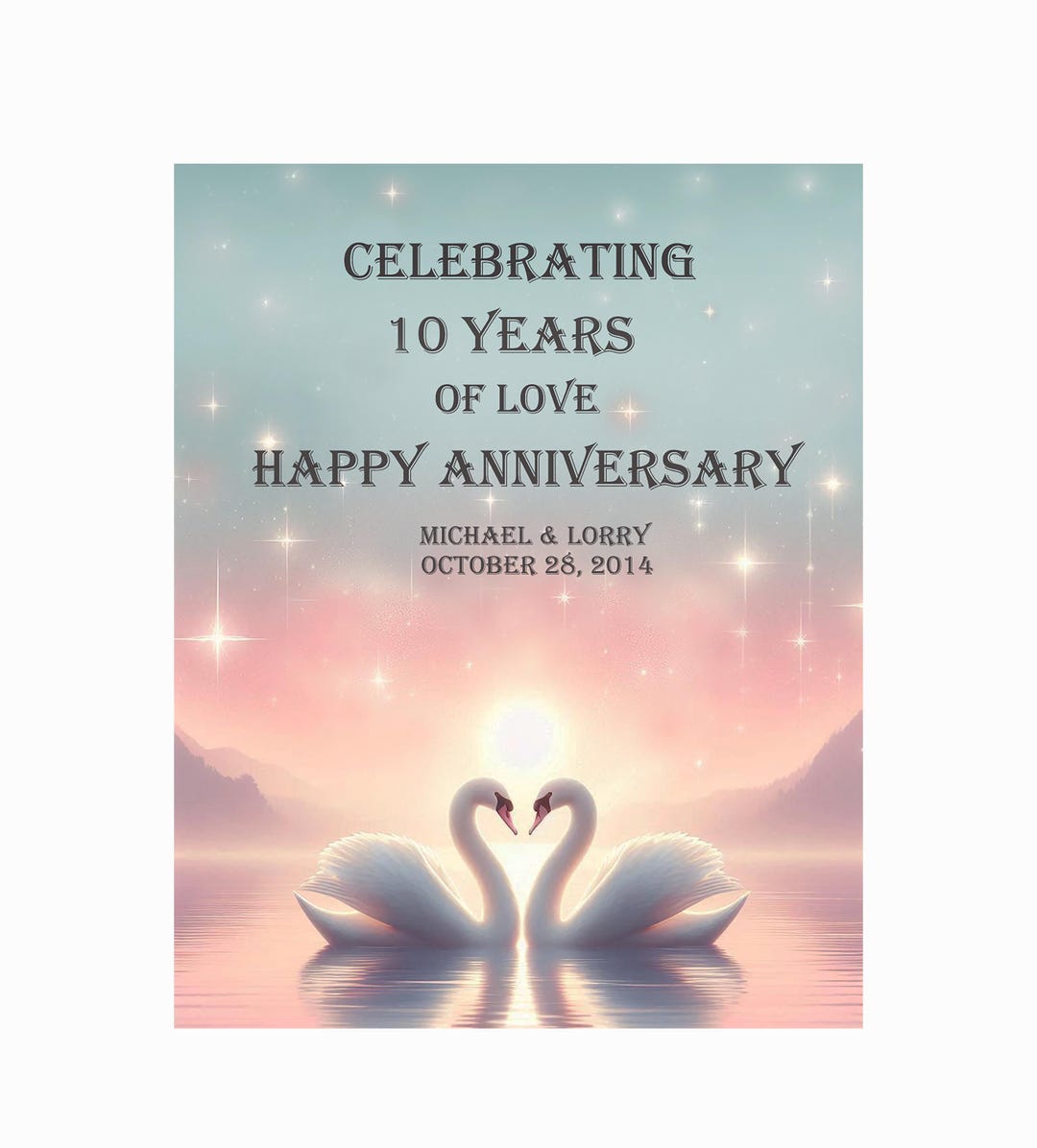 10th Anniversary Sign Personalized Gift for Couple, Gift for Spouse, 10 ...