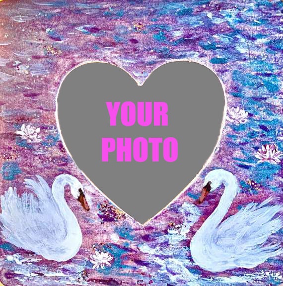 Two Swans Frame for a Small Photo Personalized Valentine's | Etsy