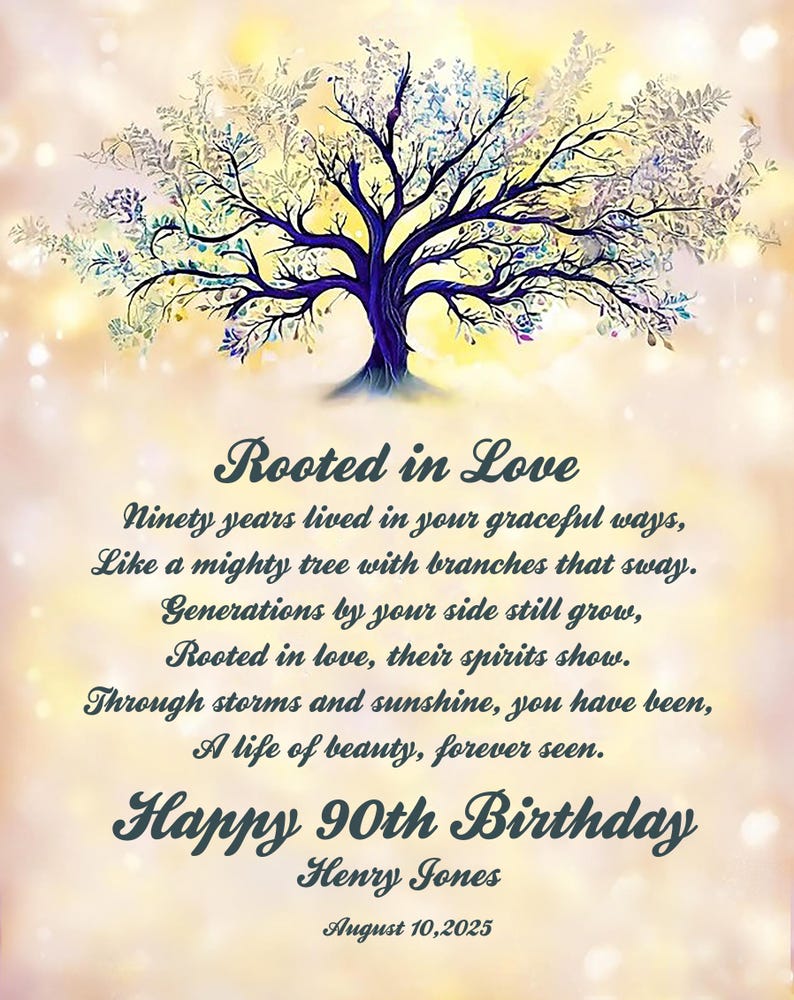 90th Birthday Poem Digital Download, Printable 90th Birthday ...