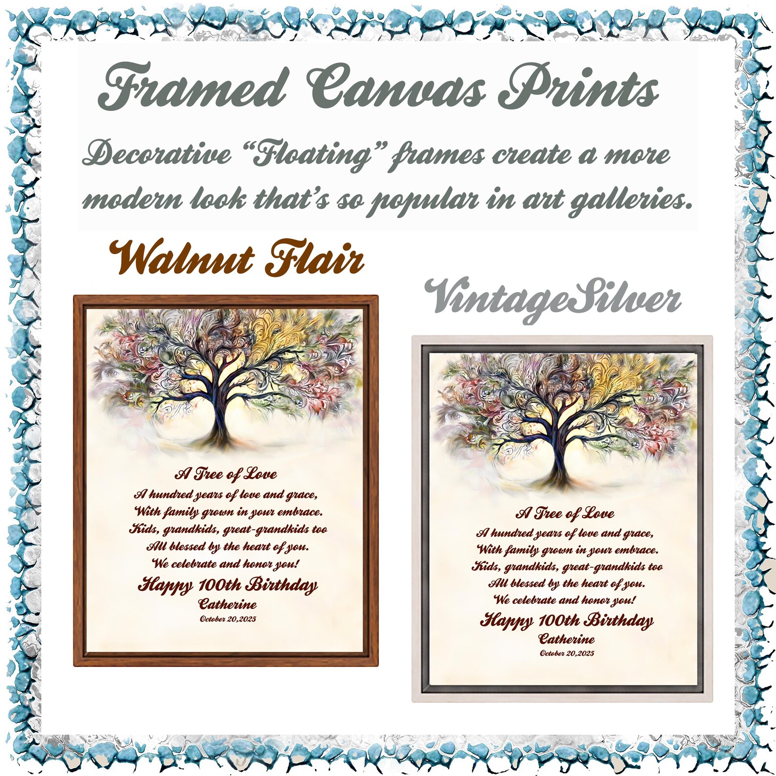 100th Birthday Poem on Canvas Personalized Centerpiece 100th, Gift for ...