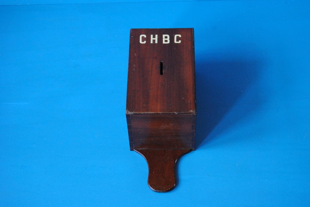 Vintage Teak Church Collection Box With Sliding Lid. Church Antique ...