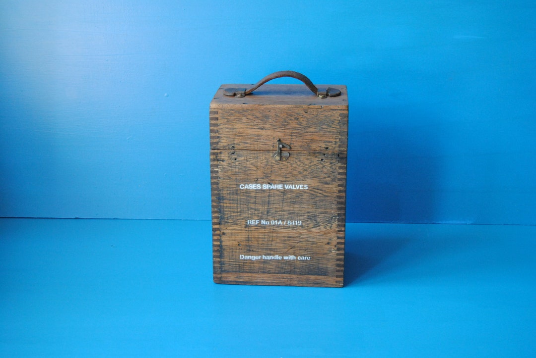 Vintage Ex Army Wooden Field Box With Hinged Lid and Leather Carry ...