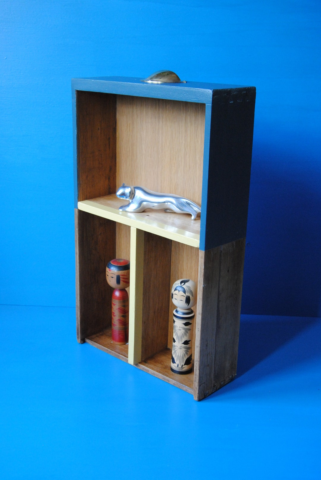 Small Wooden Wall Mounted Display Cabinet, Upcycled From Vintage ...