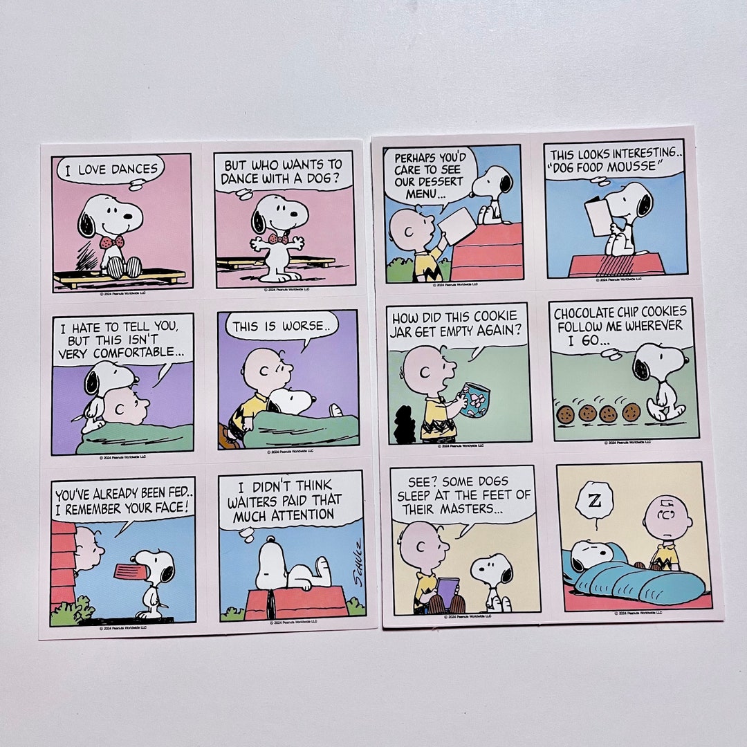 2 Peanuts Cartoon Strip Stickers Assorted Lot Official Licensed Snoopy B - Etsy