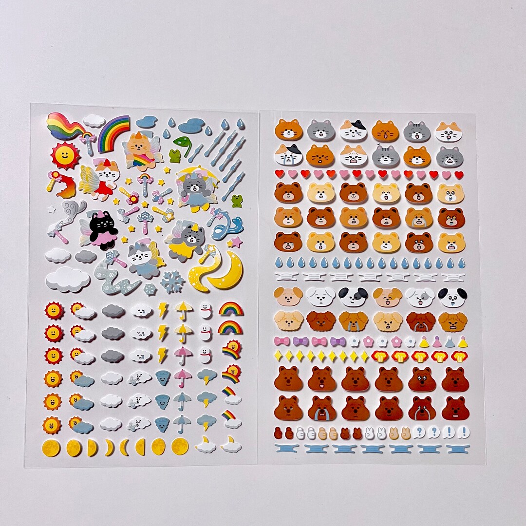 2 Animal Weather Emoticon Theme Stickers - Etsy