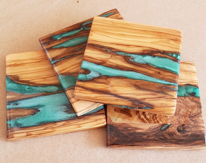 Wood and Resin Coaster, Wooden Coaster, Epoxy Coaster With Color ...