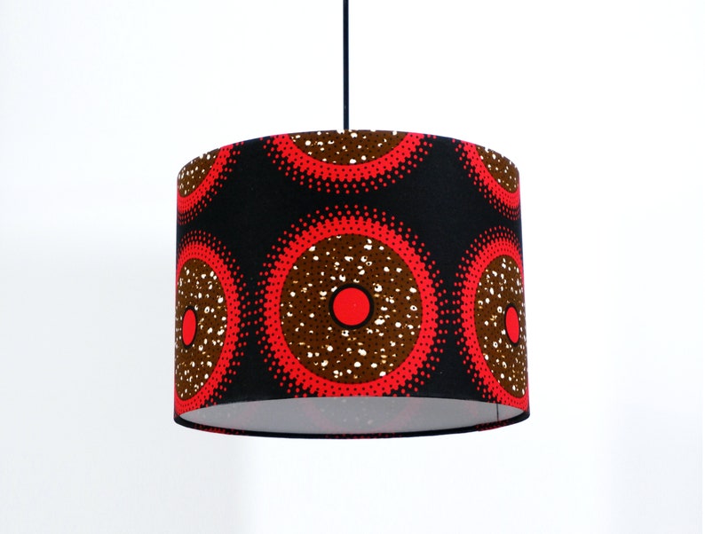 African Print Drum Lampshade, Red & Black, Handmade - Etsy
