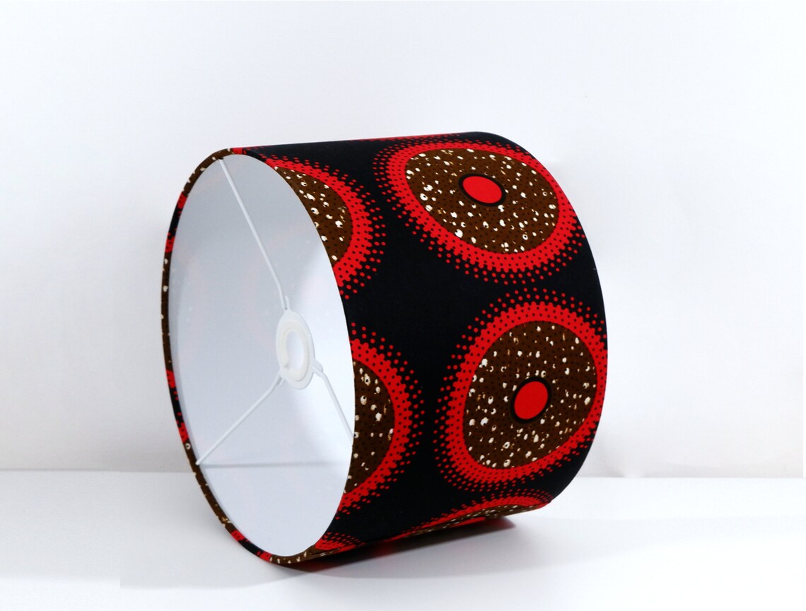 African Print Drum Lampshade, Red & Black, Handmade - Etsy