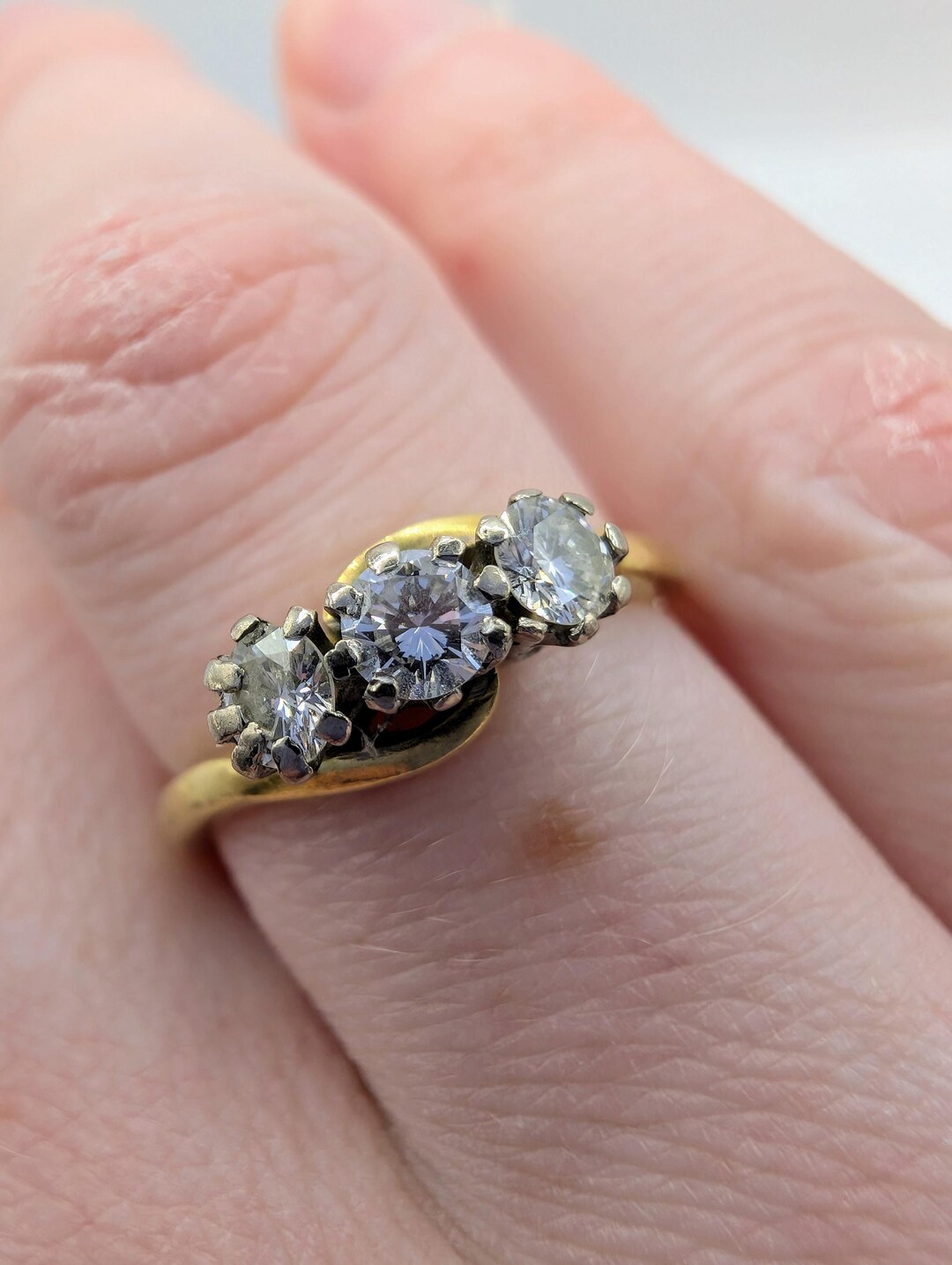 18ct Yellow Gold Trinity Diamond Twist Detail Ring Sku1917 - Etsy