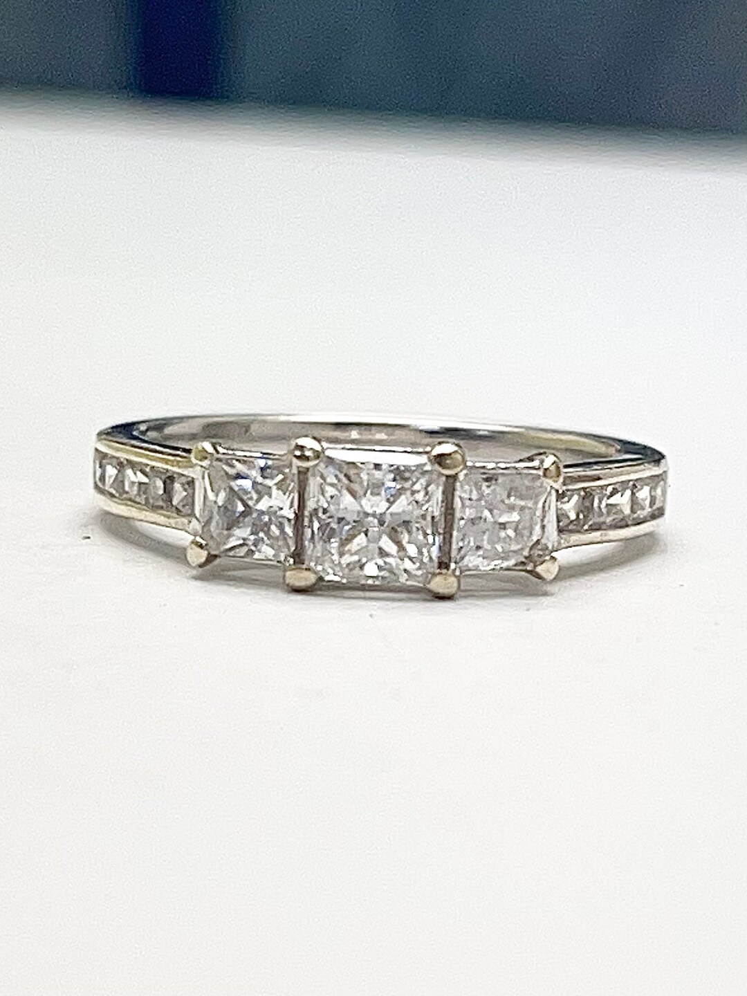 Princess Cut Sparkling Trilogy Ring Crafted in 9ct White Gold 1604 - Etsy
