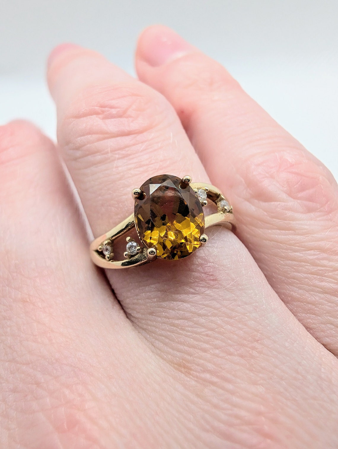 14k Gold Citrine Solitaire Vintage Ring Sku1571 - Etsy