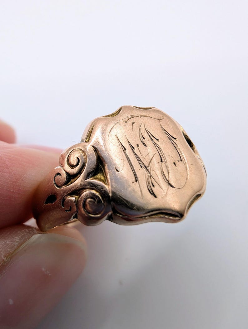 Antique 9ct Rose Gold Monogrammed Signet Ring Sku1683 - Etsy