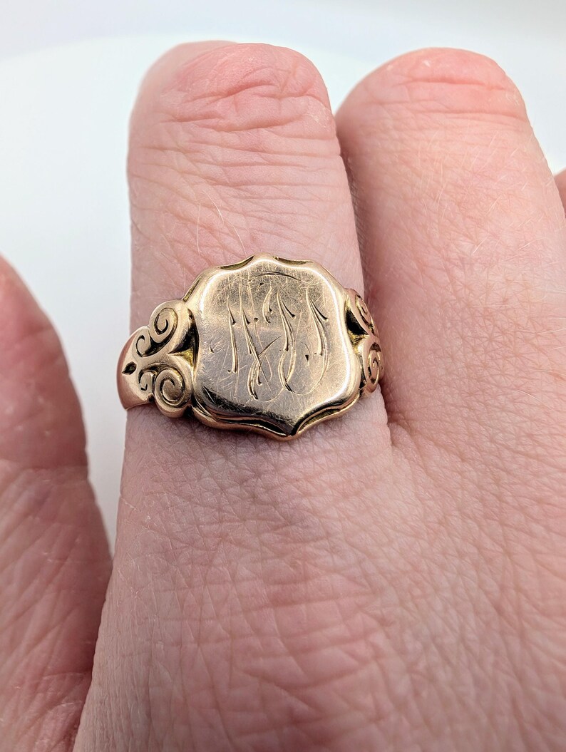 Antique 9ct Rose Gold Monogrammed Signet Ring Sku1683 - Etsy