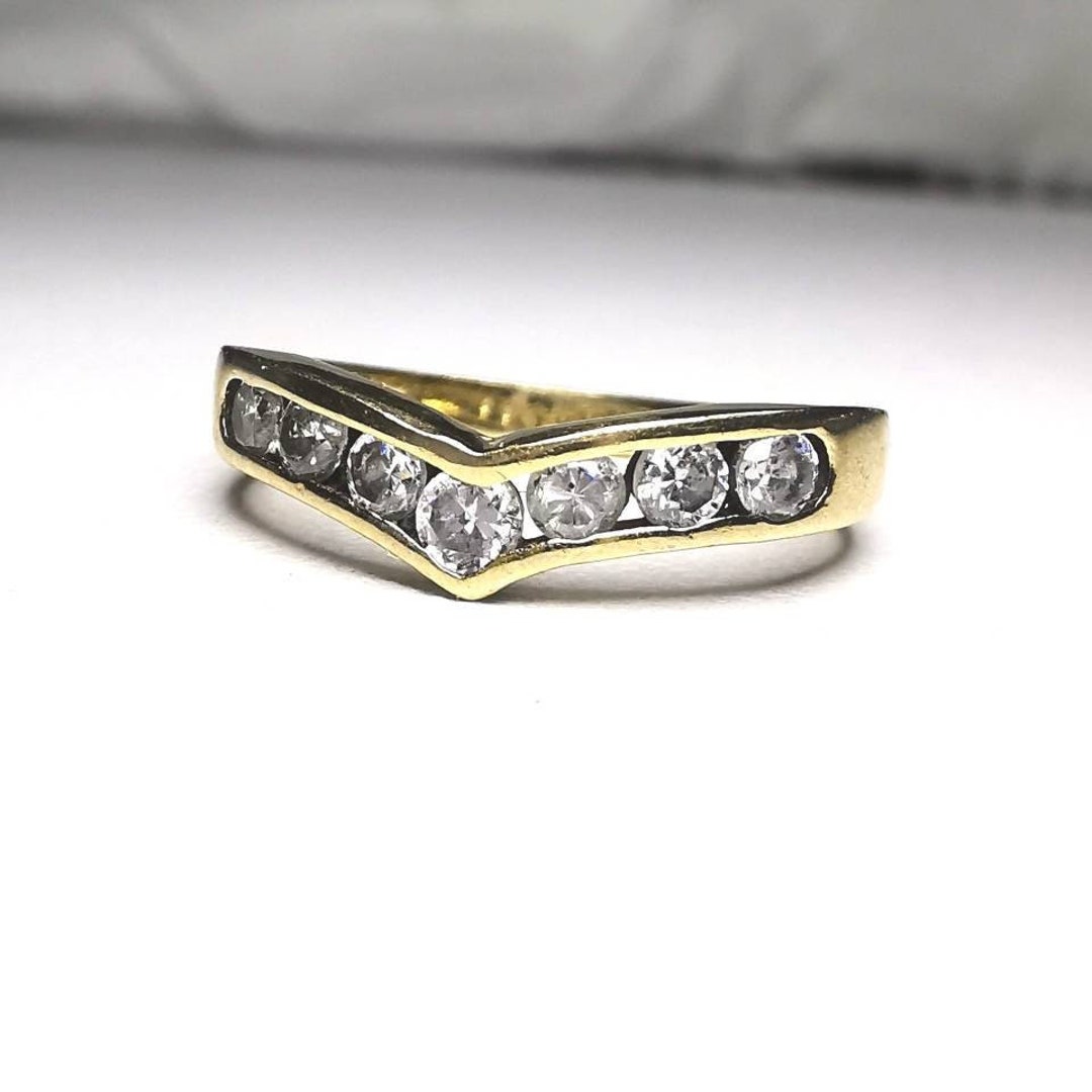 9ct 9k Solid Gold Vintage V Shaped Sparkling Wedding Band Ring - Etsy