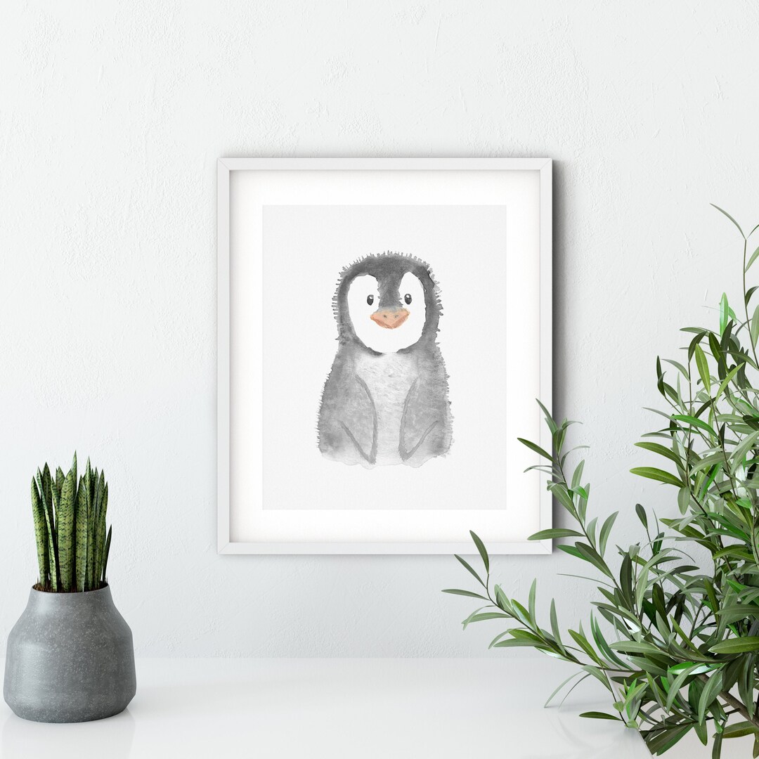 Penguin Watercolor Print - Printable Art for Nursery, Toddler Room Wall ...