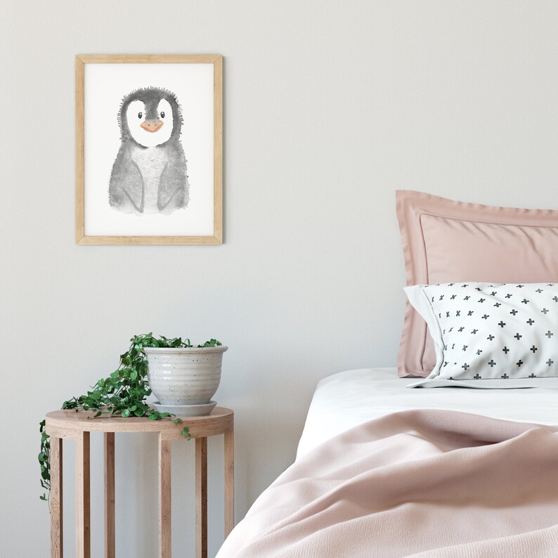 Penguin Watercolor Print - Printable Art for Nursery, Toddler Room Wall ...