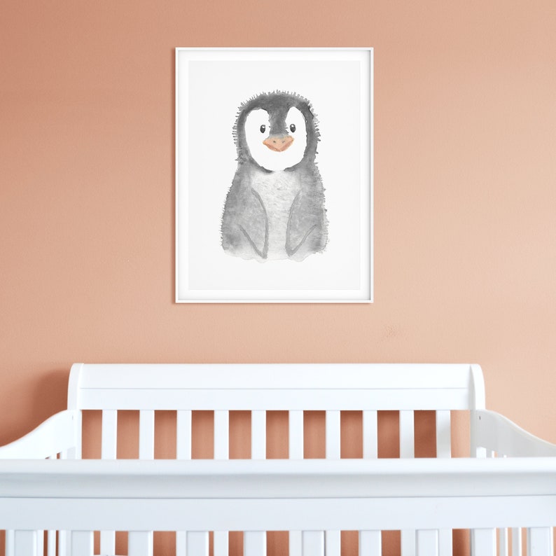 Penguin Watercolor Print - Printable Art for Nursery, Toddler Room Wall ...