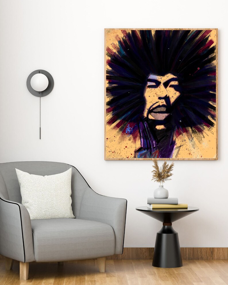 Jimi Hendrix Psychedelic Retro Art Print Instant Digital Download for ...