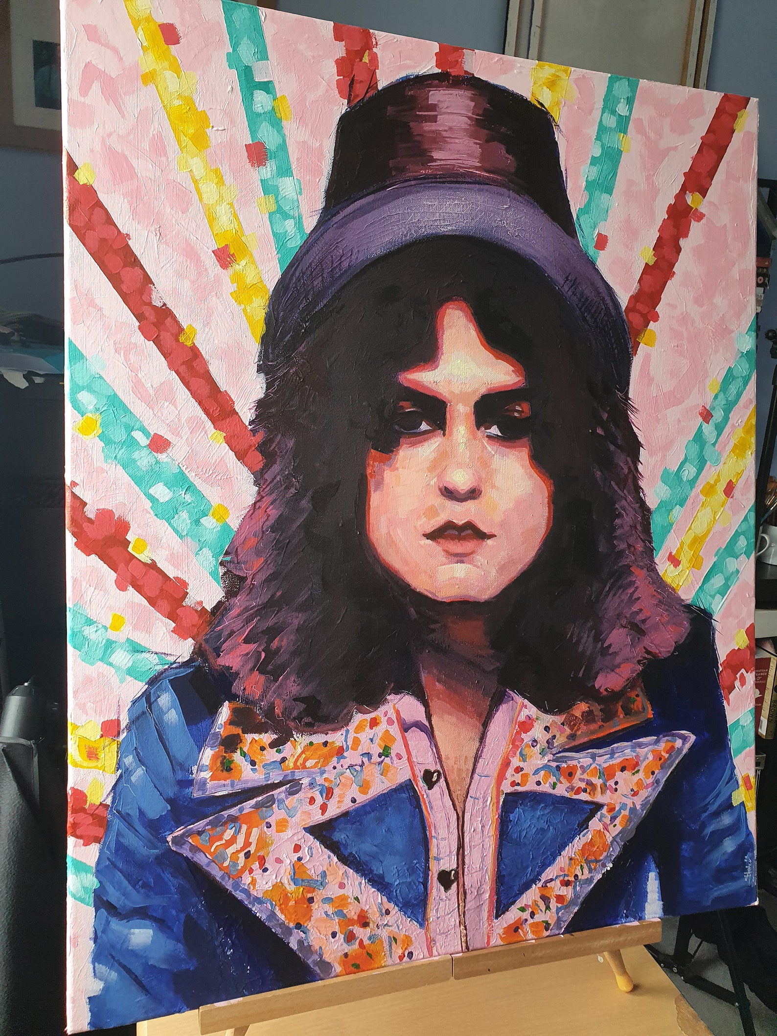 Marc Bolan, Original Painting on Canvas, 24X30, T Rex, Retro Art, Music ...