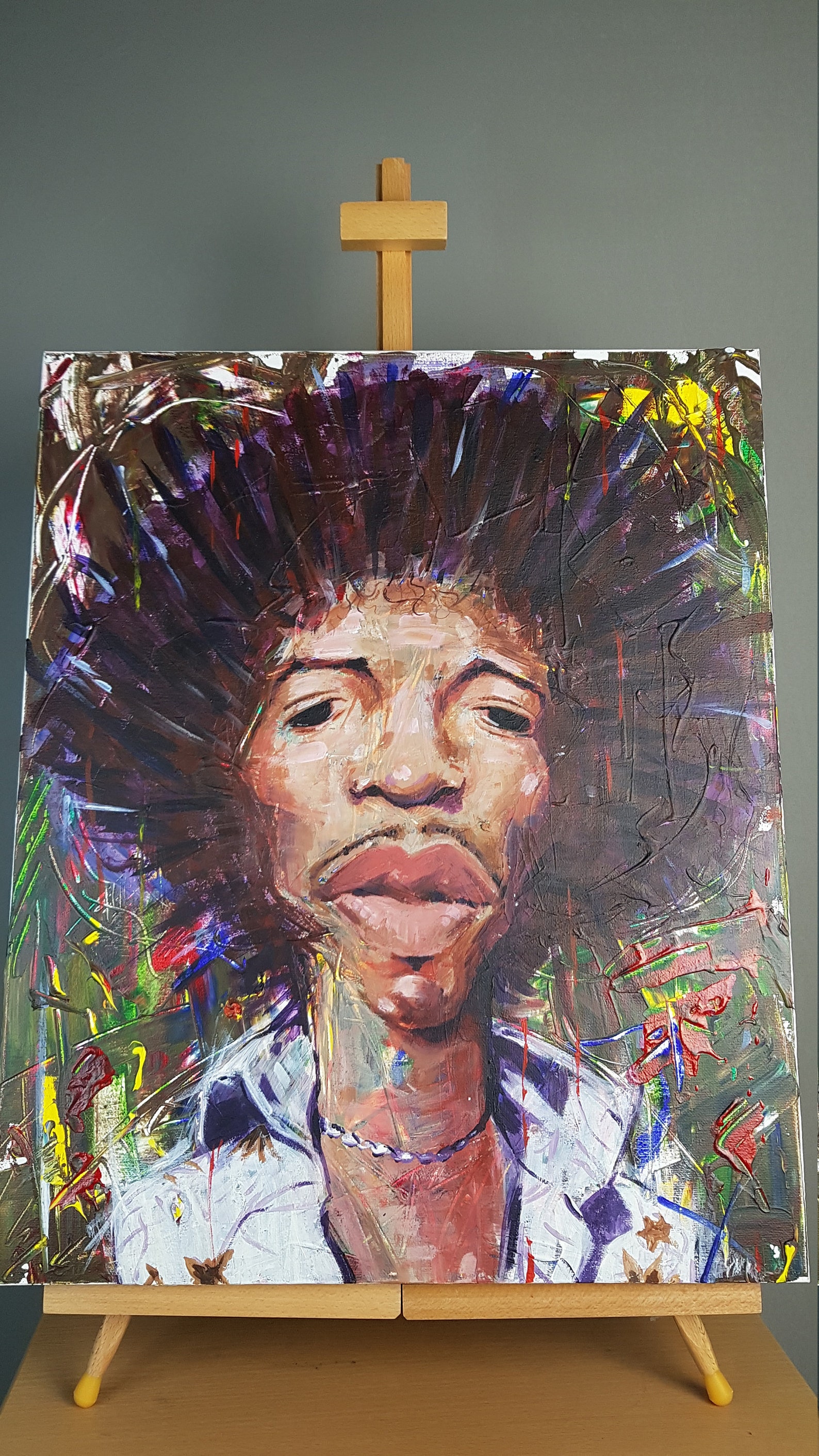 Jimi Hendrix, 18 X 22, Original Acrylic Portrait on Canvas, Music ...