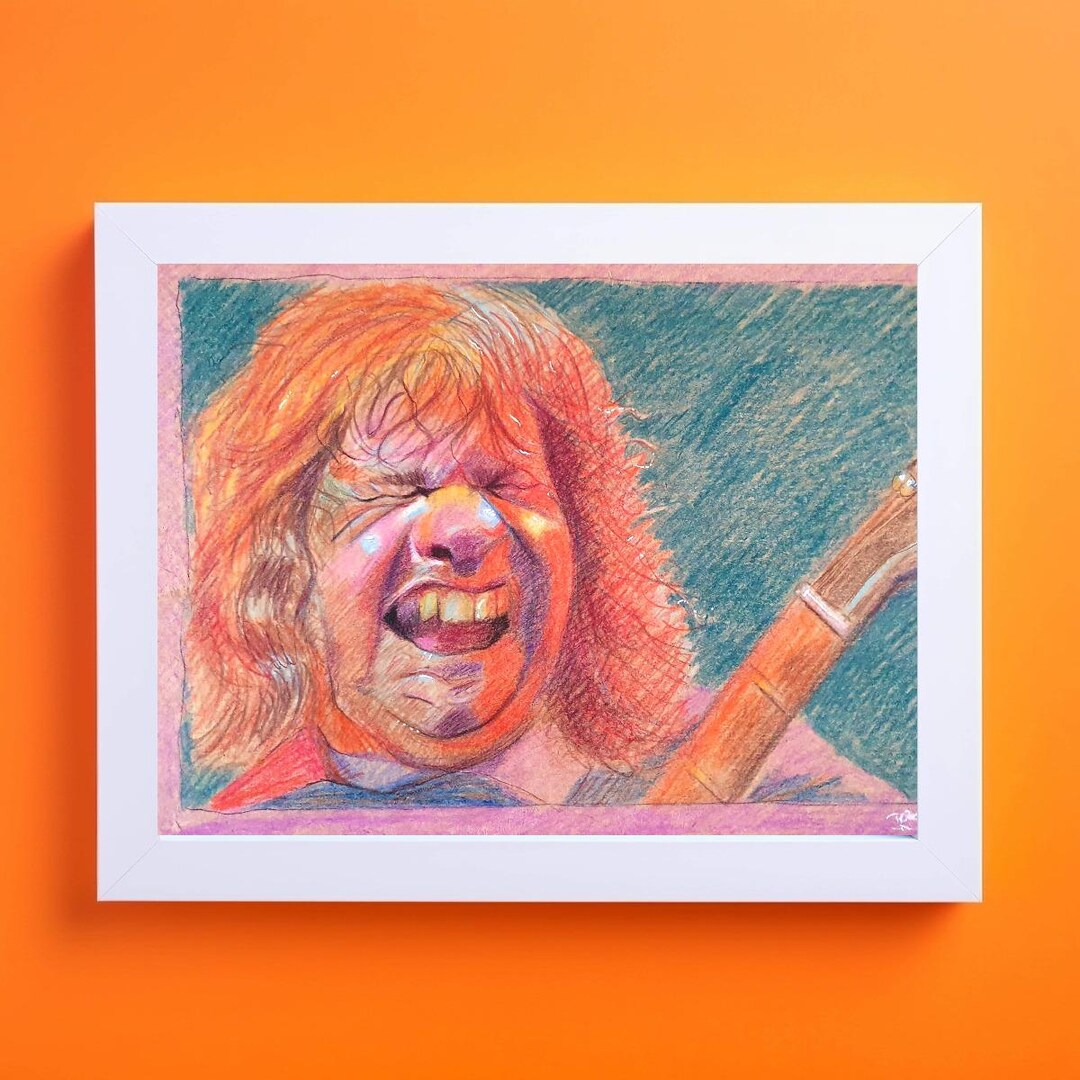 Gary Moore A4 Portrait, Colored Pencil Art on Recycled Paper, Unique ...