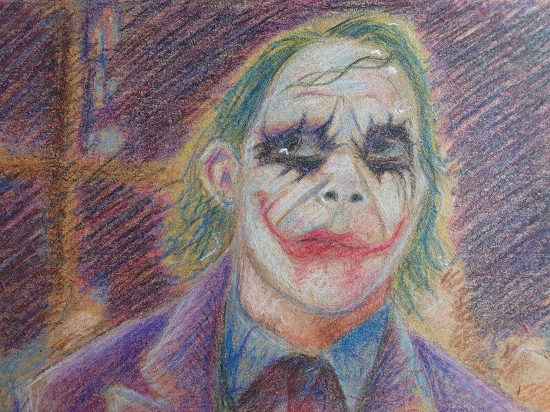 The Joker, A4 Coloured Pencil Drawing, Recycled Paper, the Joker Art ...