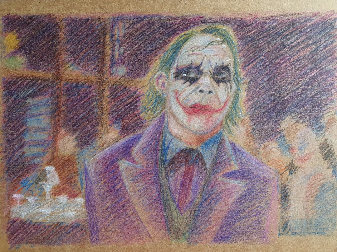 The Joker A4 Coloured Pencil Drawing Recycled Paper the Joker Art the ...